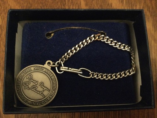 REAGAN BUSH 1985 INAUGURAL BALL Commemorative Key Chain In SIGNED BOX ...