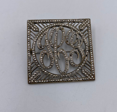 Vintage Art Deco Sterling Silver Pave Marcasite Monogram Square Pin | eBay