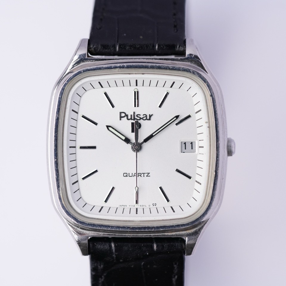 Pulsar Men’s Y112-5239 Square TV Dial 34mm Stainless Steel Date Watch 7 ...