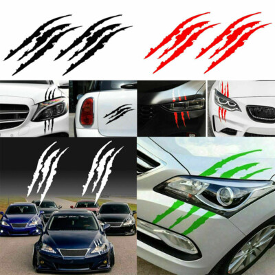 US 2Pc Monster Claw Mark Scratch Car Headlight Sticker Stripe ...