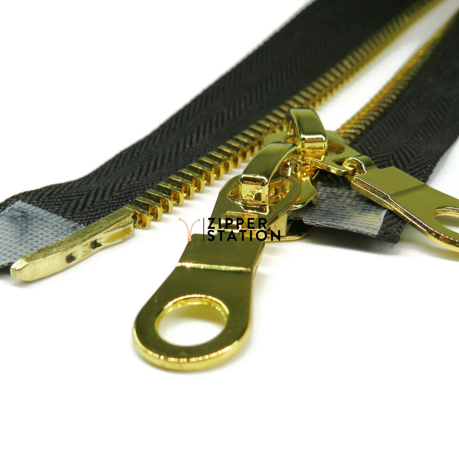 2 Way Gold Zips -No8 Open end Zipper in Black, Metal Gold Teeth | eBay UK