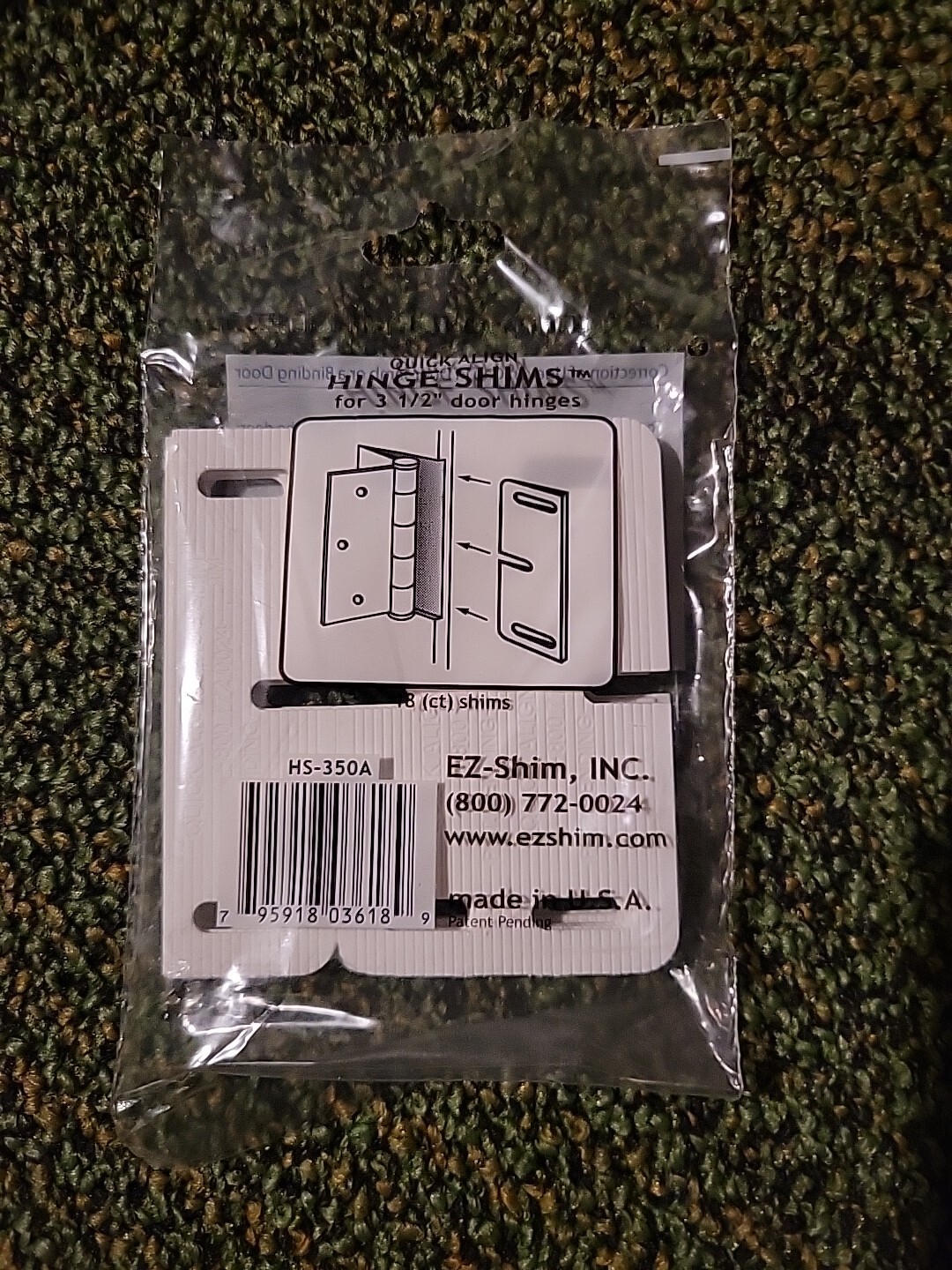 EZ-SHIM HS350A 3.5" Hinge Shim, Fits standard 3-1/2 inch Hinges, (18 Ct ...