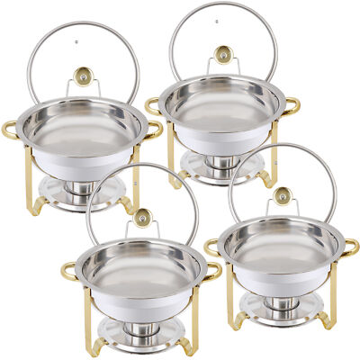 4 Pack Round Chafers and Buffet Sets 5 Qt Chafing Dish Buffet Set Gold ...