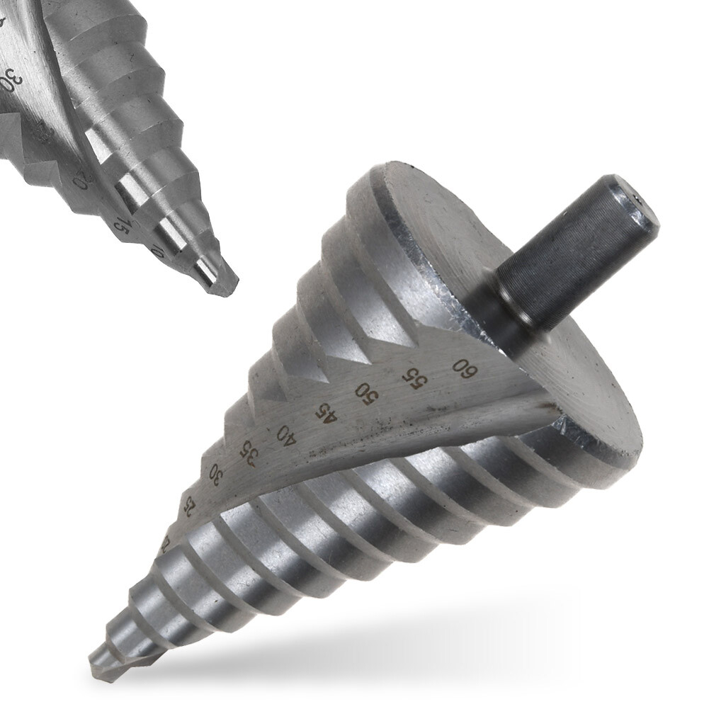 6-60mm HSS Large Spiral Step Cone Drill Bit Metal Hole Cutter Titanium ...