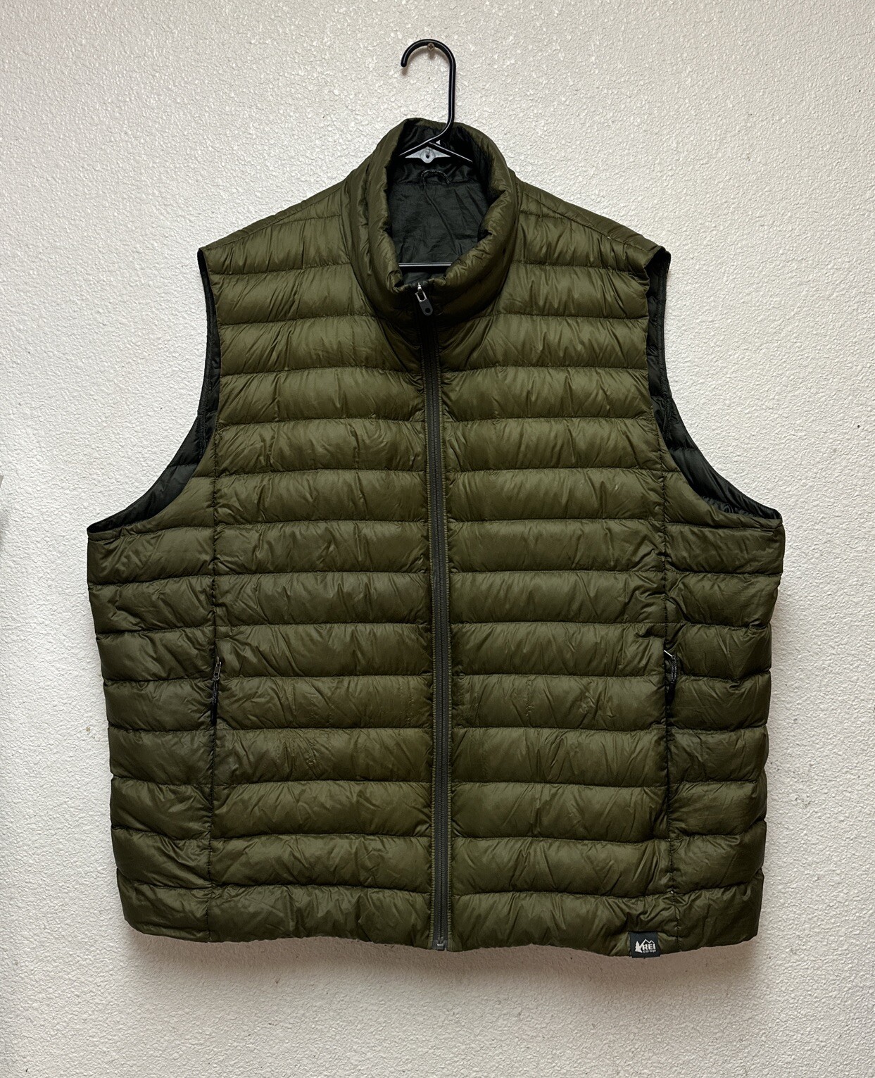 Rei Co-op Mens Olive Green Puffer Vest Full Zip Down Filled Sz XXL | eBay