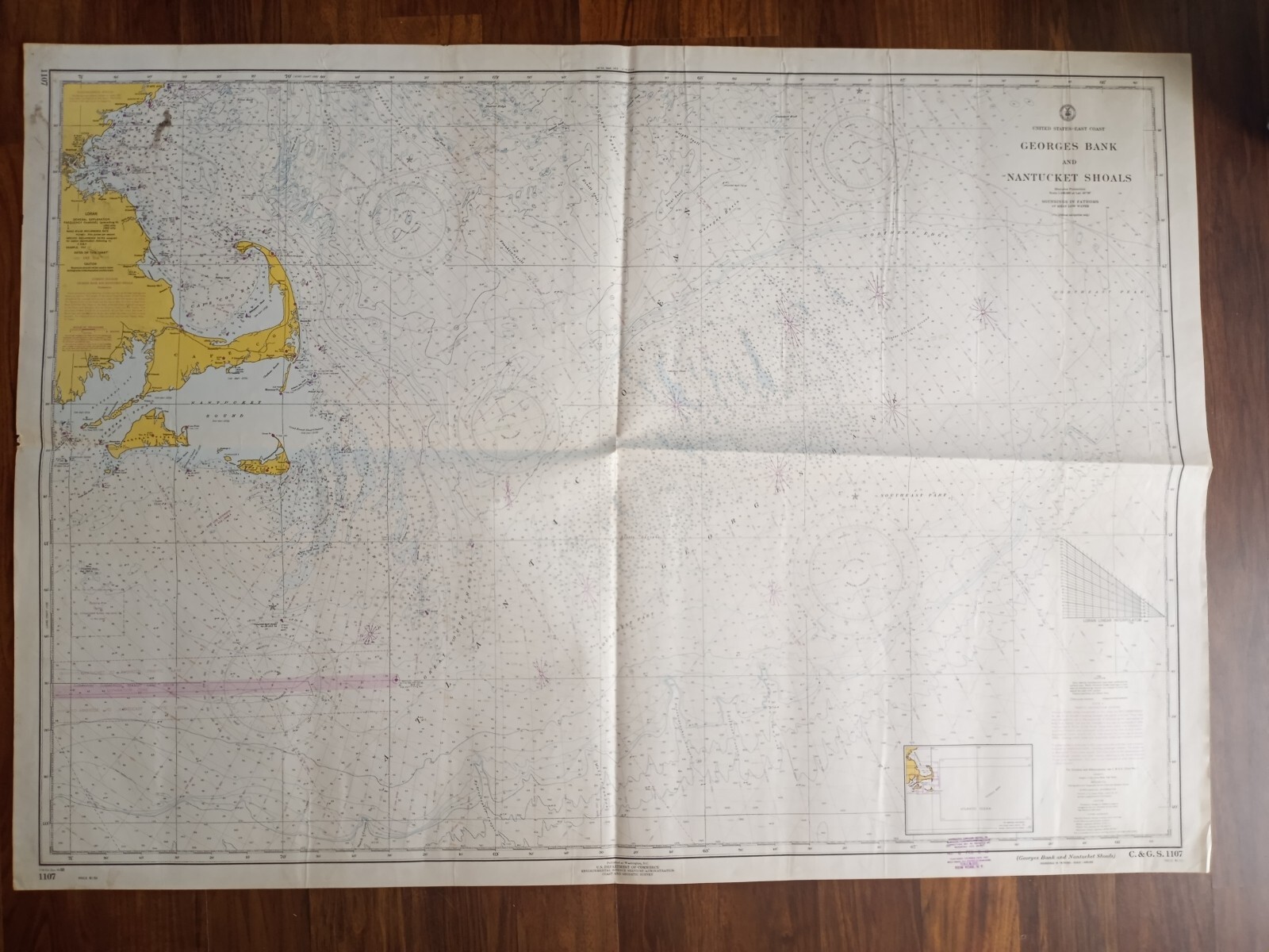 ORIGINAL ANTIQUE MAP TERRITORY NAUTICAL CHART Georges Bank and ...