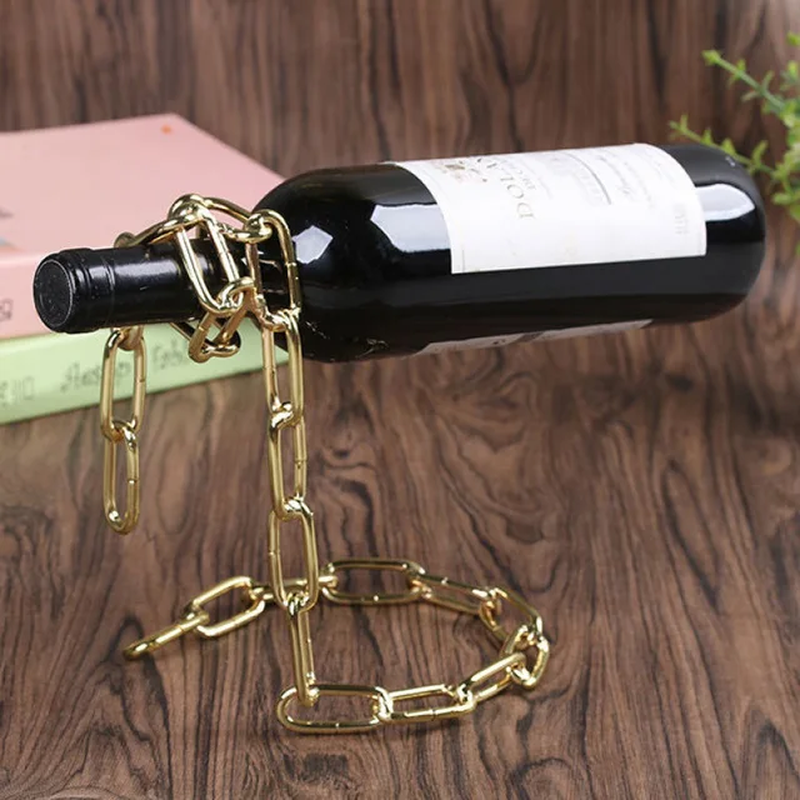 Suspended Chain Red Wine Rack Hanging Metal Wine Holder Wine Bottle ...