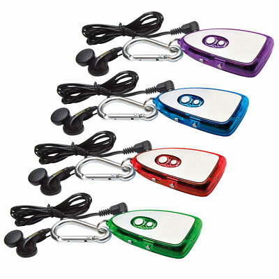 2 Pk FM Radio Earbuds Carabiner Keychain Light Portable Battery ...