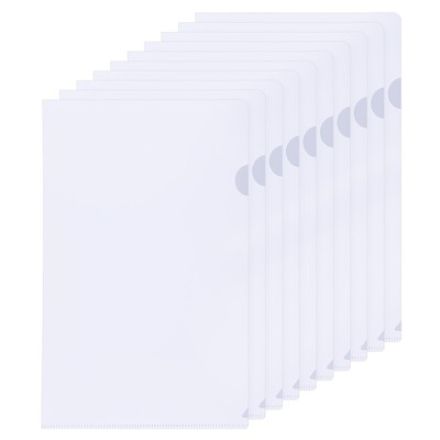 L Type Folders 10 Pack A4 Plastic File Pockets Clear Jacket Sleeves ...