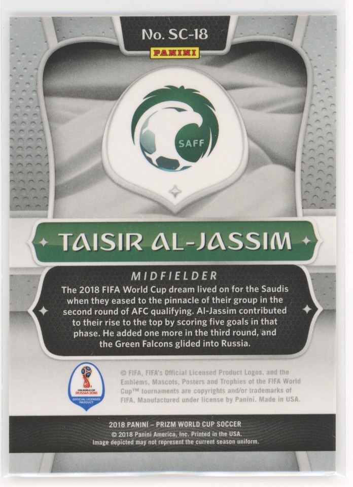 TAISIR AL-JASSIM 2018 PANINI PRIZM WORLD CUP SCORERS CLUB #SC-18 SAUDI ...