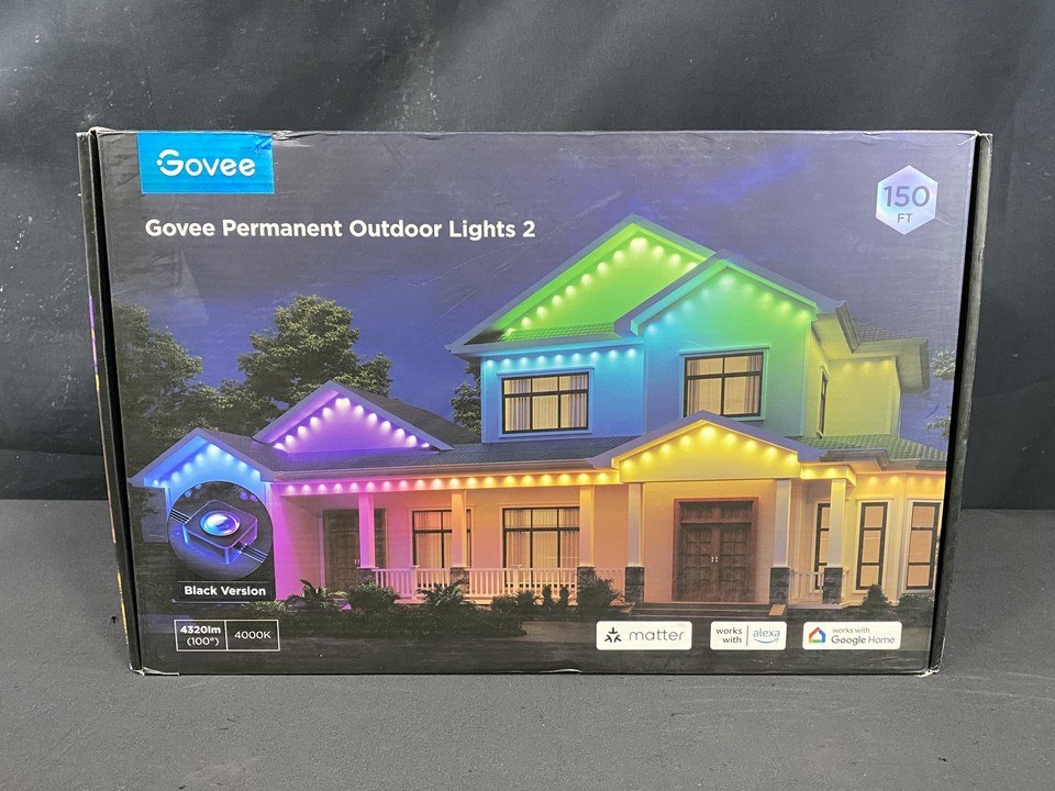 Govee H705F Permanent Outdoor Lights-2 108 LED IP67 150Ft RGBIC Black ...
