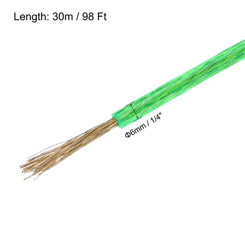 1/4 Green Vinyl Coated Wire Ropes 98ft Galvanized Steel(6PCS M6 Loop ...