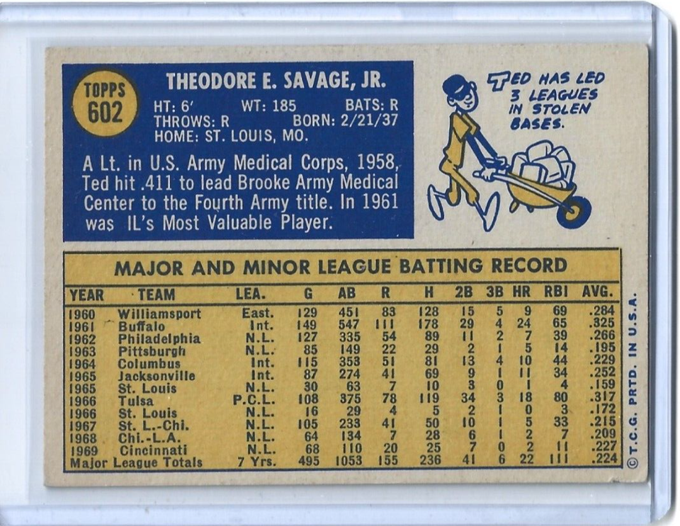 Ted Savage-Cincinnati Reds-1970 Topps Baseball Card #602 | eBay