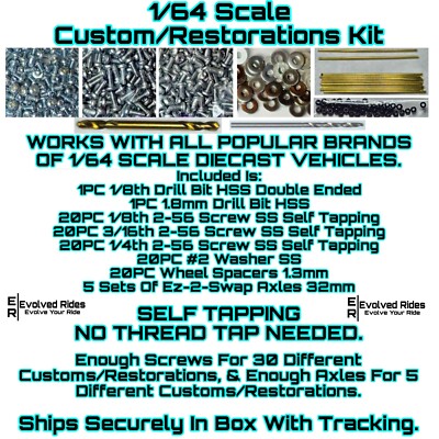 2-56 Screw Kit Self Tap FOR 1/64 Scale Customs Restorations Hot Wheel ...