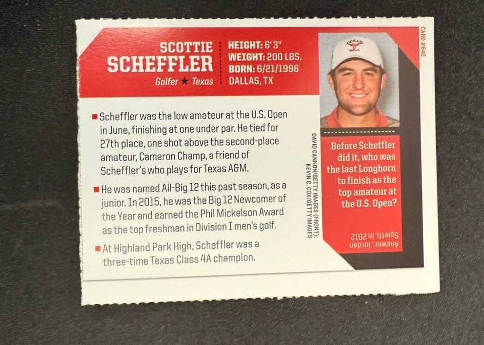 2017 S.I. For Kids Scottie Scheffler #640 Rookie Card RC Very Good ...