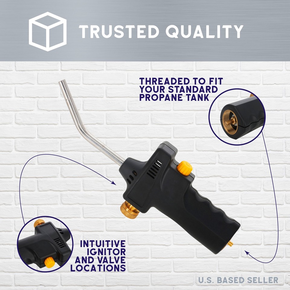 BISupply Propane Torch Head with Igniter Flame - Gas Hand Torch Fire ...