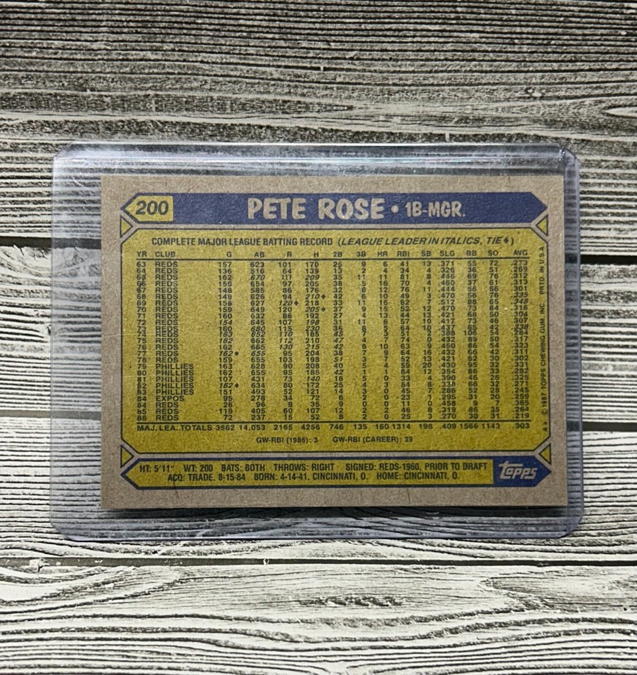 1987 Topps Pete Rose #200 Cincinnati Reds- Ink & Donut Error Card | eBay