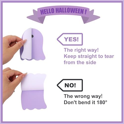 1200Pcs Halloween Sticky Notes Pink Purple White Ghost Shaped Halloween ...