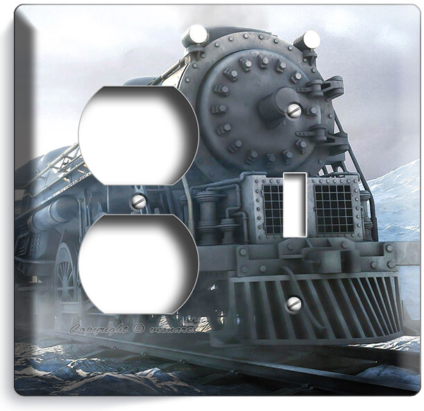 POLAR STEAM ENGINE TRAIN OLD RAILROAD LOCOMOTIVE LIGHT SWITCH OUTLET ...