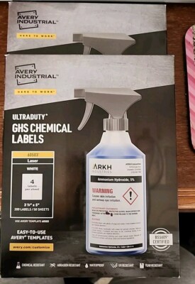 (2) Avery 60503 3-1/2" X 5" GHS Chemical Labels For Laser Printers, 400 ...