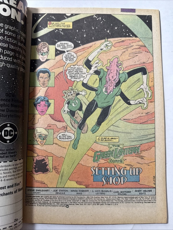 Green Lantern #201 (1986) NEWSSTAND Variant 1st App KILOWOG Joe Staton ...