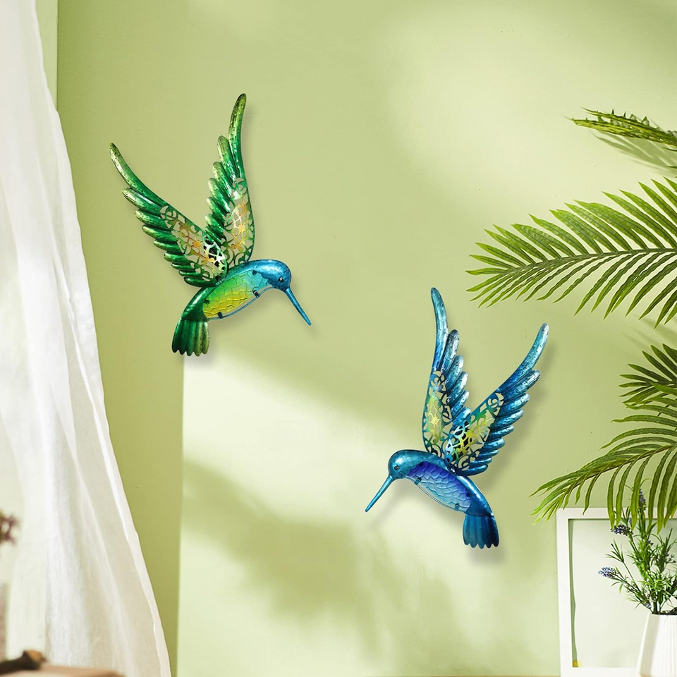 Metal Hummingbird Wall Art 15Inch Metal Birds Wall Sculpture Garden ...
