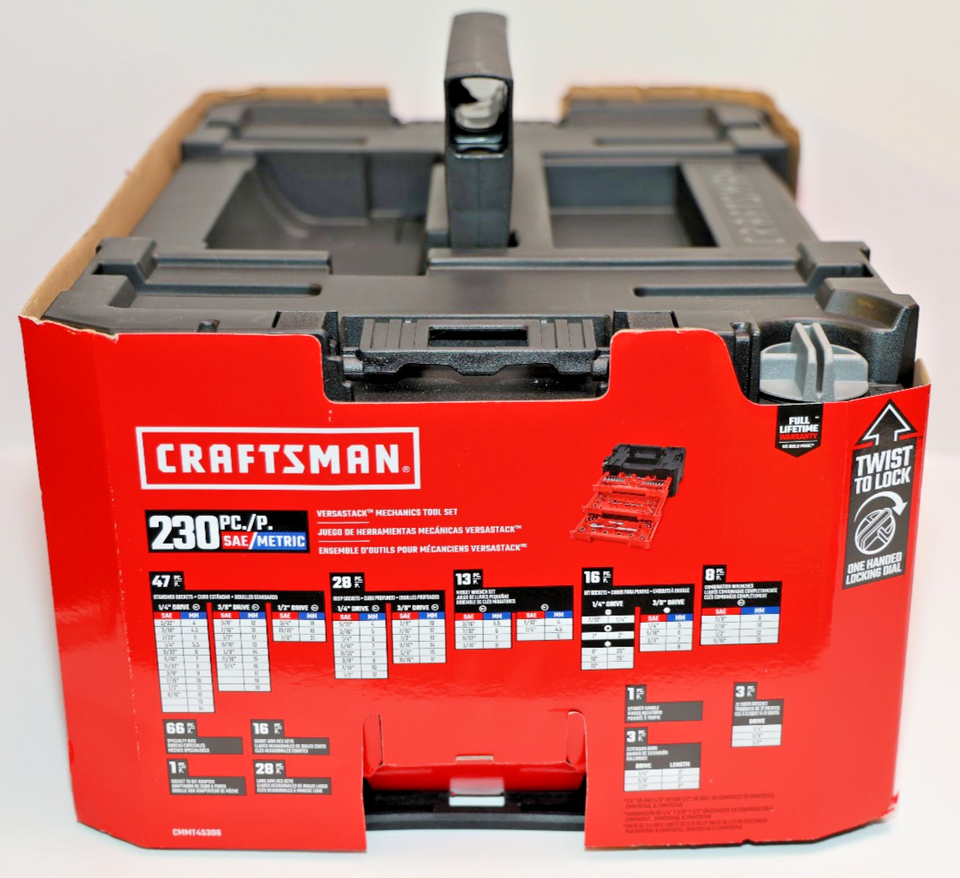 CRAFTSMAN Versastack Mechanics Tool Set 1/4 in 3/8 in & 1/2 in Drive ...