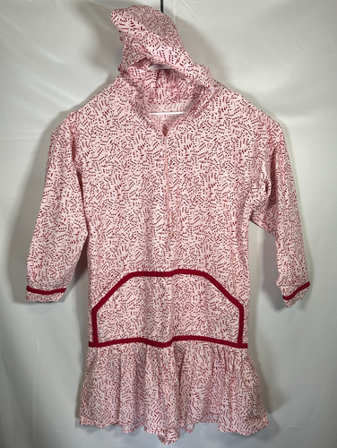 Alaska Native Eskimo Kuspuk Pink Red Music Tunic Shirt Dress Hood 3/4 ...
