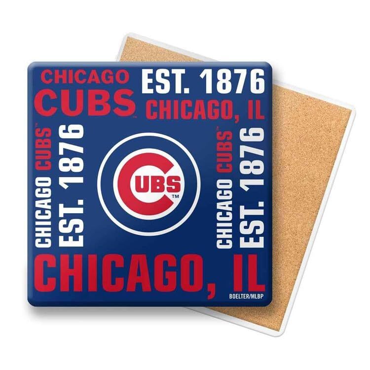 MLB Spirit Ceramic and Cork Beverage Coasters, Set of 2 (Chicago Cubs ...
