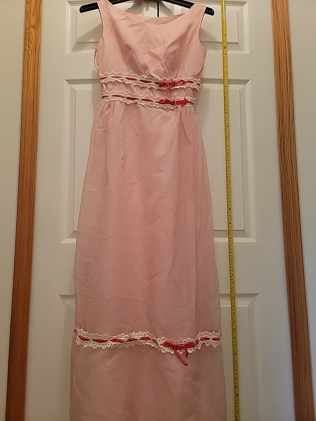 Vintage 1970's NADINE PINK Lace Prom Formal Dress w/ … - Gem