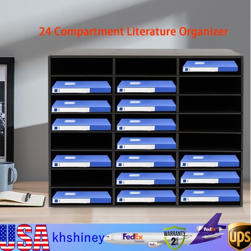 24 Slots Desktop Files Sorter Office Literature Organizer Paper Storage ...