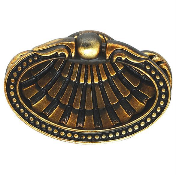 FURNITURE Brass Ring Pull with Backplate 1 1/4" C-C Aged Brass ...