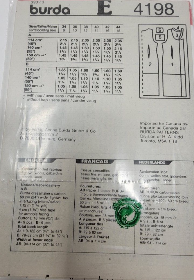 Burda Easy 4198 Misses Jumper with Pockets PLUS Sizes 8 - 18 sewing ...