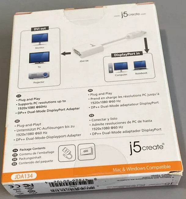 j5create Display Port to DVI Adapter JDA134 | eBay