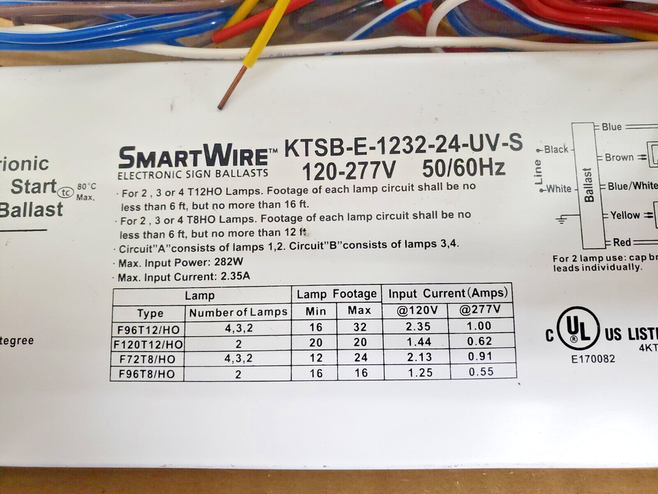 KEYSTONE KTSB-E-1232-24-UV-S, 120-277V ELECTRONIC RAPID START SIGN BALLAST | eBay