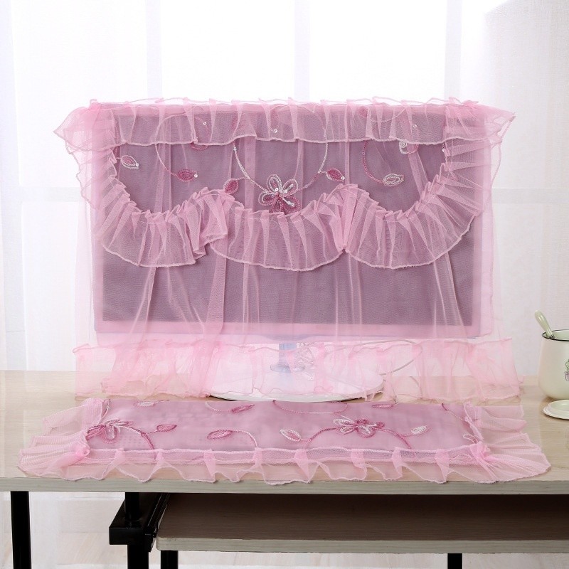 Lace Ruffle Floral Computer Desktop Monitors Dust Cover Protection ...