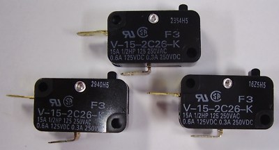 3 pieces, Omron, V-15-2C26-K F3, Micro Switch, Snap Action | eBay