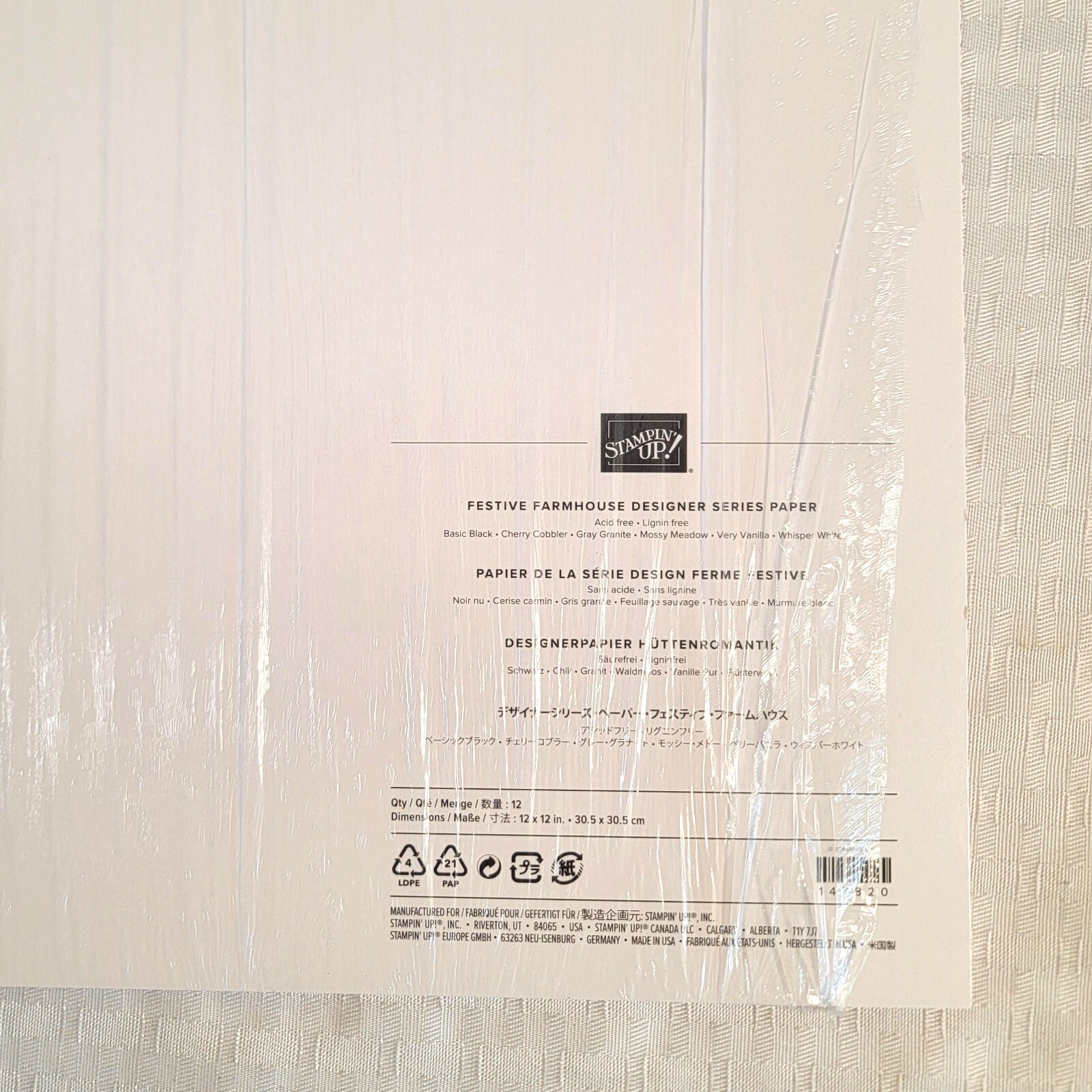 Stampin UP! FESTIVE FARMHOUSE Designer Series Paper DSP, Full Pack, 12x ...