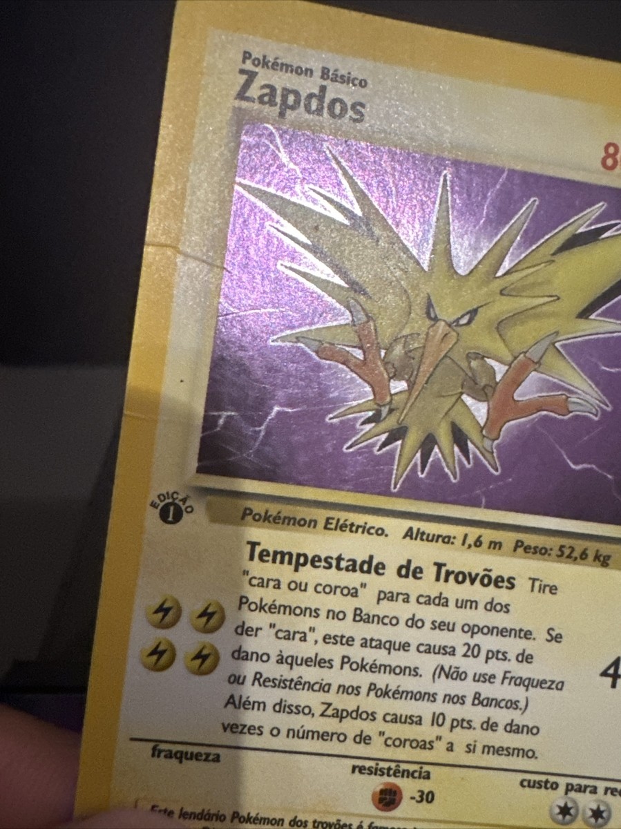 Pokemon Lendario Zapdos Pokemon Card Zapdos 15/62 Fossil 1st Edition