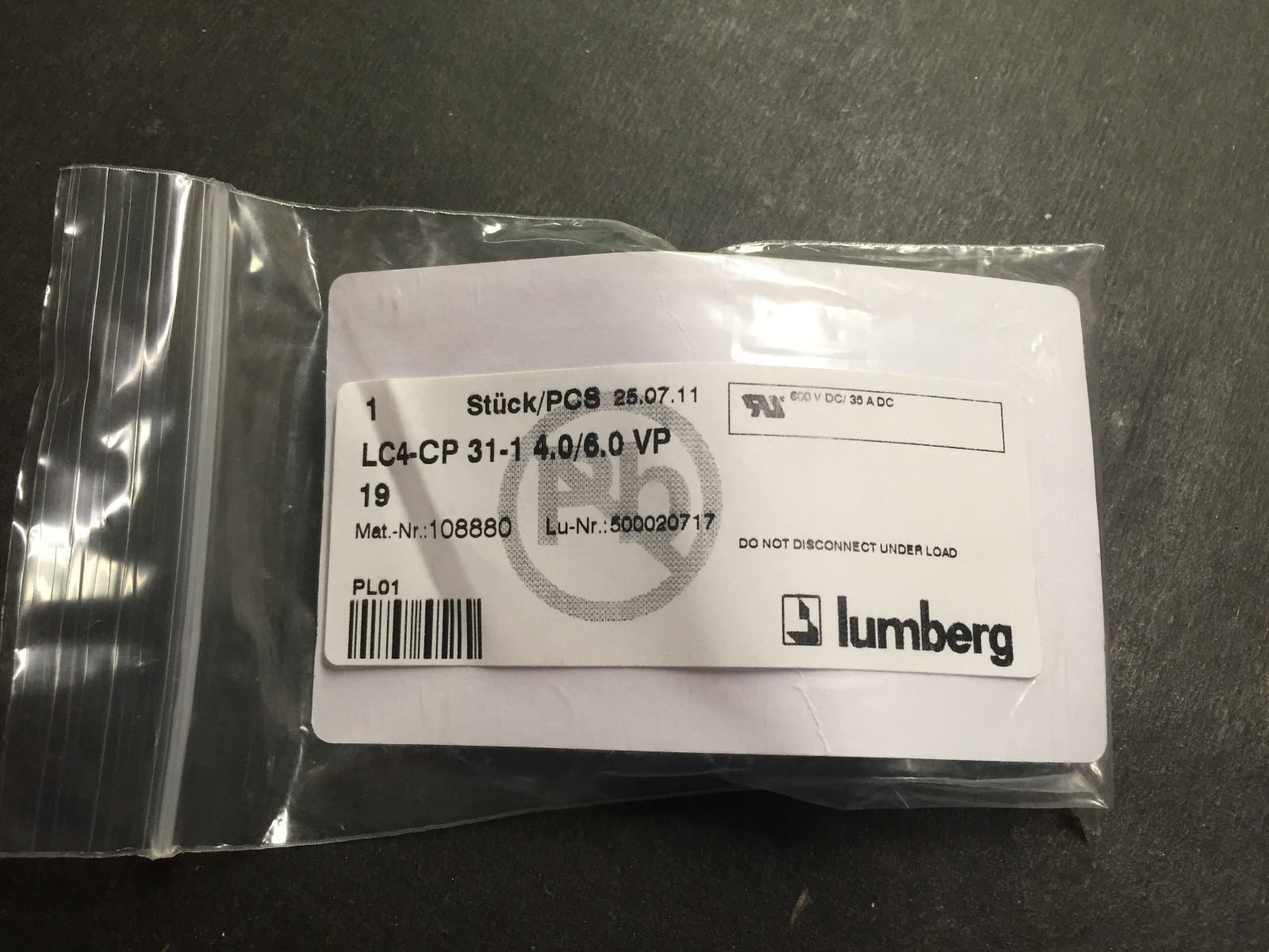 Lumberg LC4-CP 31-1 4.0/6.0 Connector, Power Entry, Receptacle, 40A ...