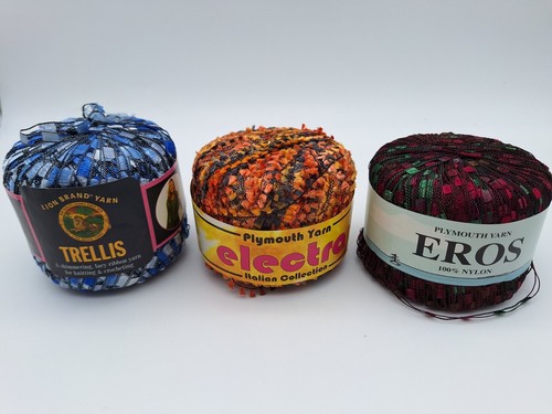 3 balls Ribbon Yarns Assorted Makes 100% Nylon See Description for ...