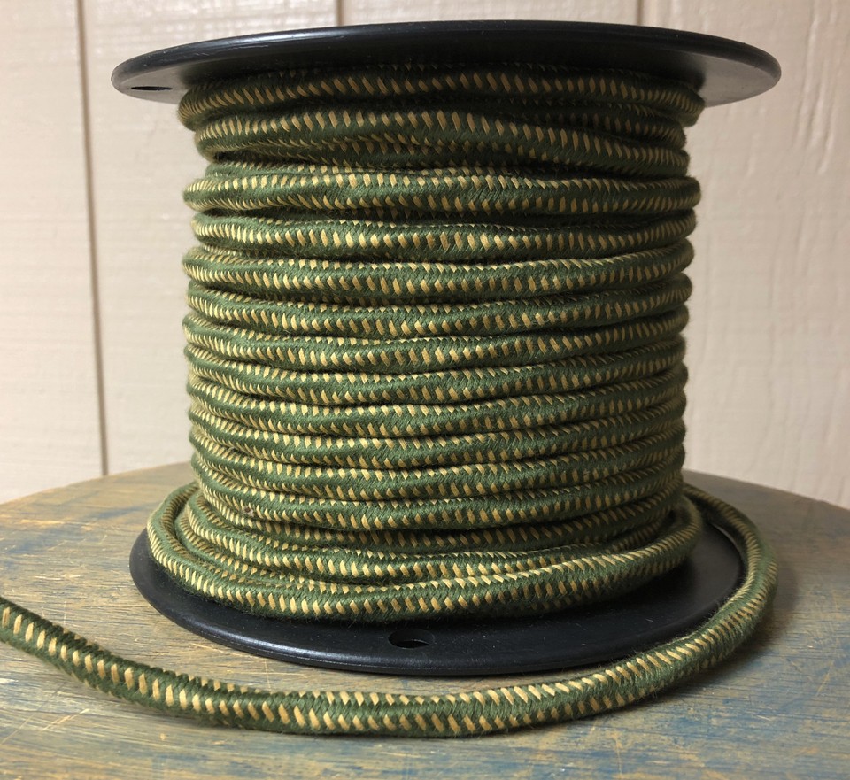 20' Cloth Covered Round Electrical Cord - Vintage Fabric Braid Lamp ...