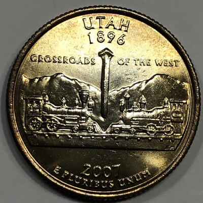 2007 Utah D - Golden Color Toned Statehood Quarter Dollar ...