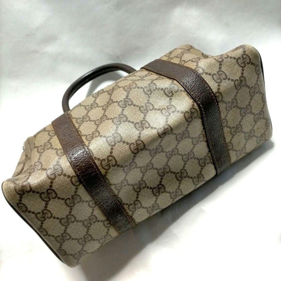GUCCI Sherry GG Supreme Canvas Mini Boston Handbag Beige Brown Gold | eBay