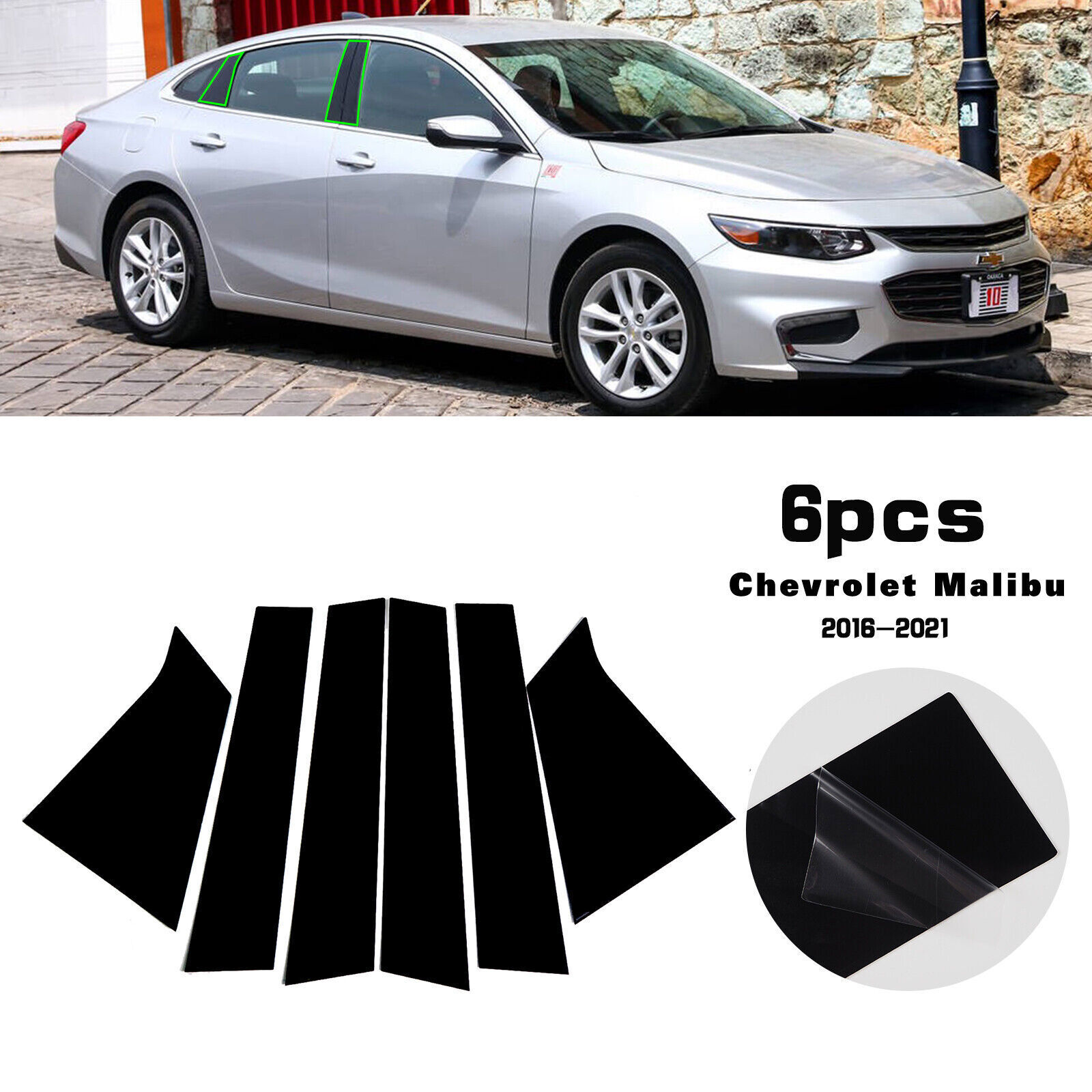 For 2016-2021 Chevrolet Malibu Door Trim Pillar Posts Black Cover ...