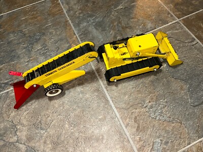 Vintage Structo Yellow Bulldozer And SandLoader Pressed Steel Toy, Made ...