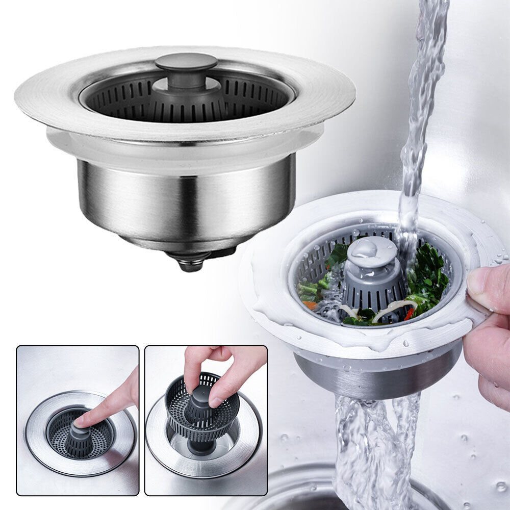 3-in-1 Stainless Steel Sink Aid, Kitchen Sink Drain Strainer, Sink ...