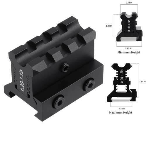 Adjustable Height Picatinny Riser Mount 3 Slot 0.9-1.2in Raise for Red ...