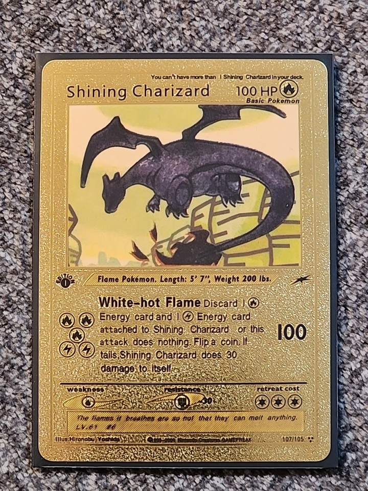 Pokémon Shining Charizard Gold Foil Fan Art Card Hp100 | eBay