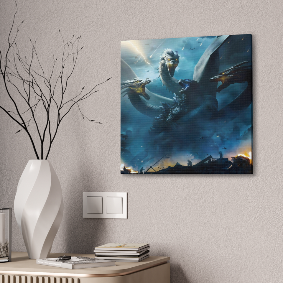 Godzilla Canvas King Ghidorah Titans Fighting Wall Art Decor | eBay UK